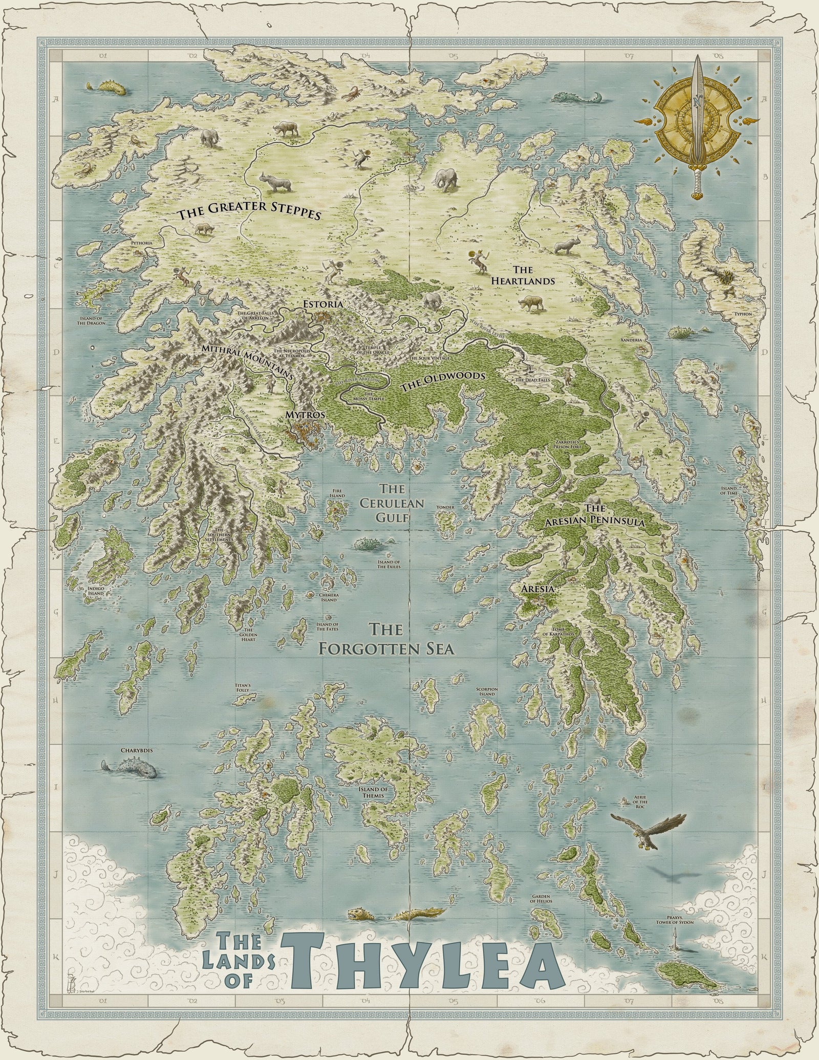 Odyssey of the Dragonlords: Double sided Map of Thylea & Mytros